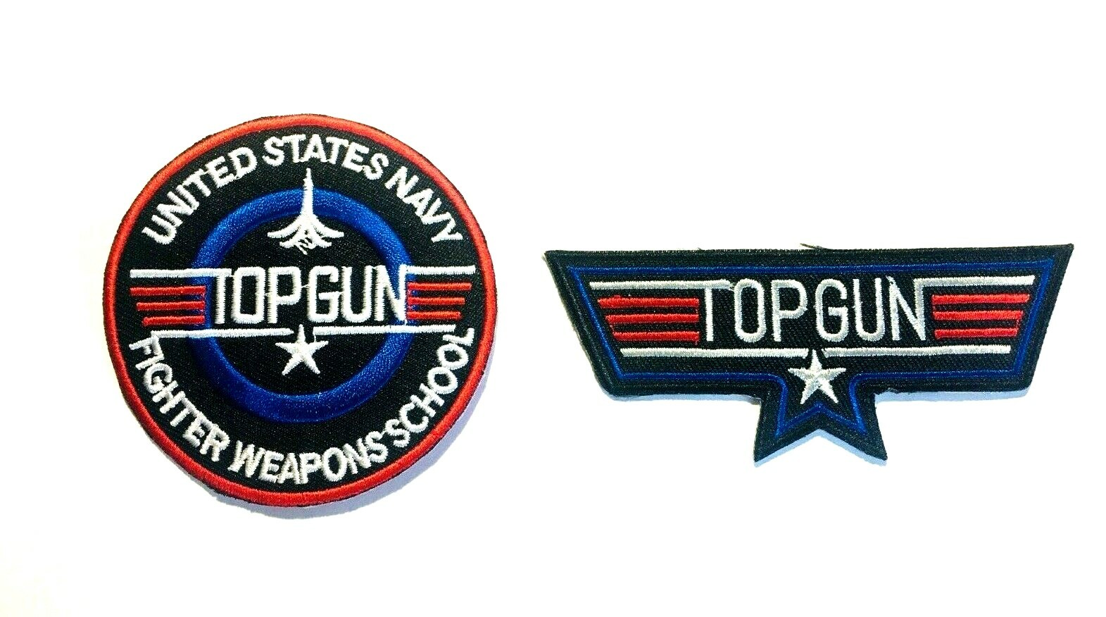 1x Top Gun Set Patches Embroidered Coth Applique Badge Iron Sew On Navy ...