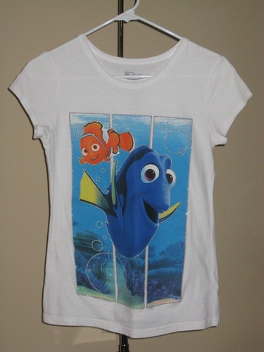 DISNEY PIXAR GIRLS FINDING DORY WHITE BLUE DORY T-SHIRT SIZE XL 14-16 ...