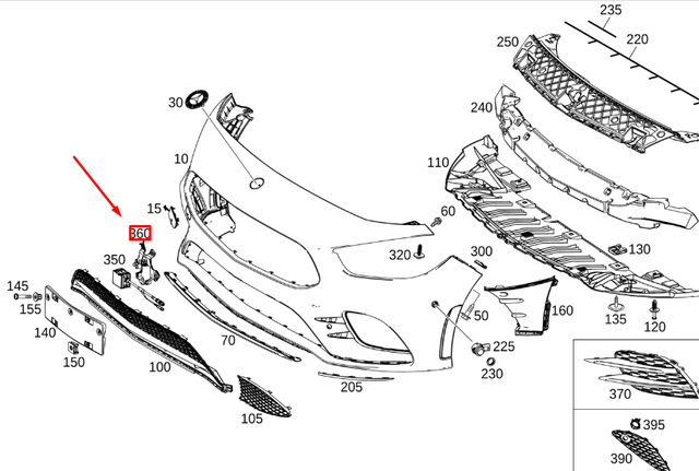 MERCEDES-BENZ B W247 Front Radar Sensor Mount A2478856501 GENUINE for ...