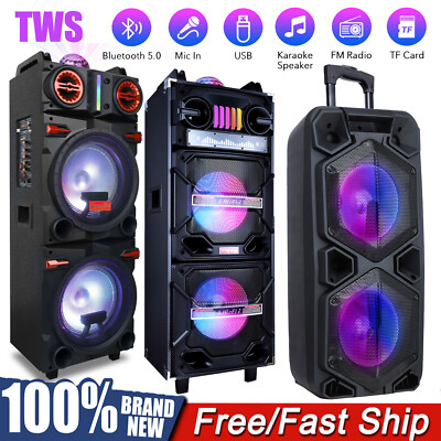 Wireless Bluetooth Speaker Dual 10" Woofer Party FM Karaok DJ AUX W ...
