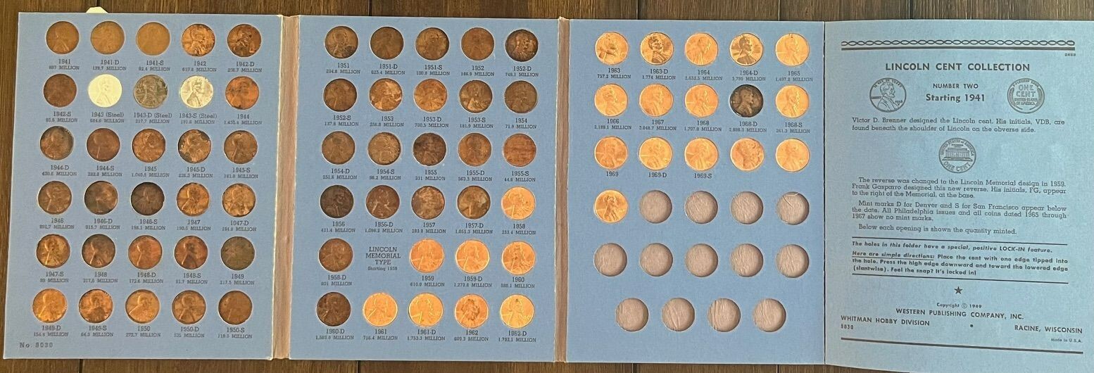 Complete Lincoln Wheat Penny Cent Collection Whitman Album 1941 - 1970 ...
