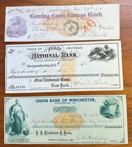 A trio of 1870's checks with nice vignettes | eBay