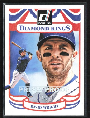 David Wright 2014 Donruss Press Proof Silver Diamond Kings /199 #15 New ...