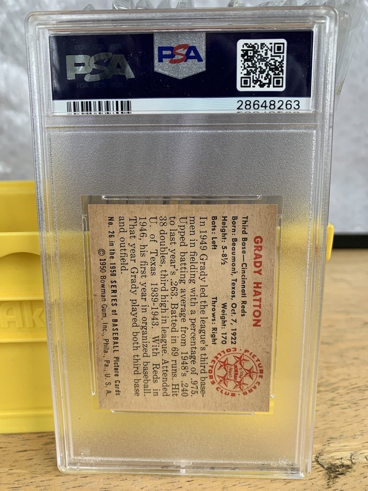 1950 Bowman #26 Grady Hatton Cincinnati Reds PSA 7 | eBay