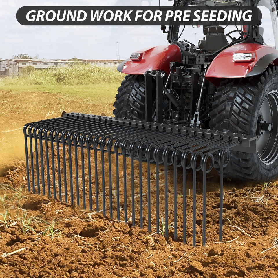 3 Point 72" Pine Straw Rake Landscape Rake for Cat0 Cat1 Tractor Rake ...