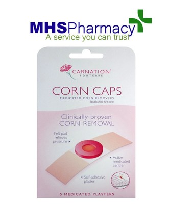 Carnation Corn Caps. 5 Self Adhesive Platers/Salicyclic Acid for ...