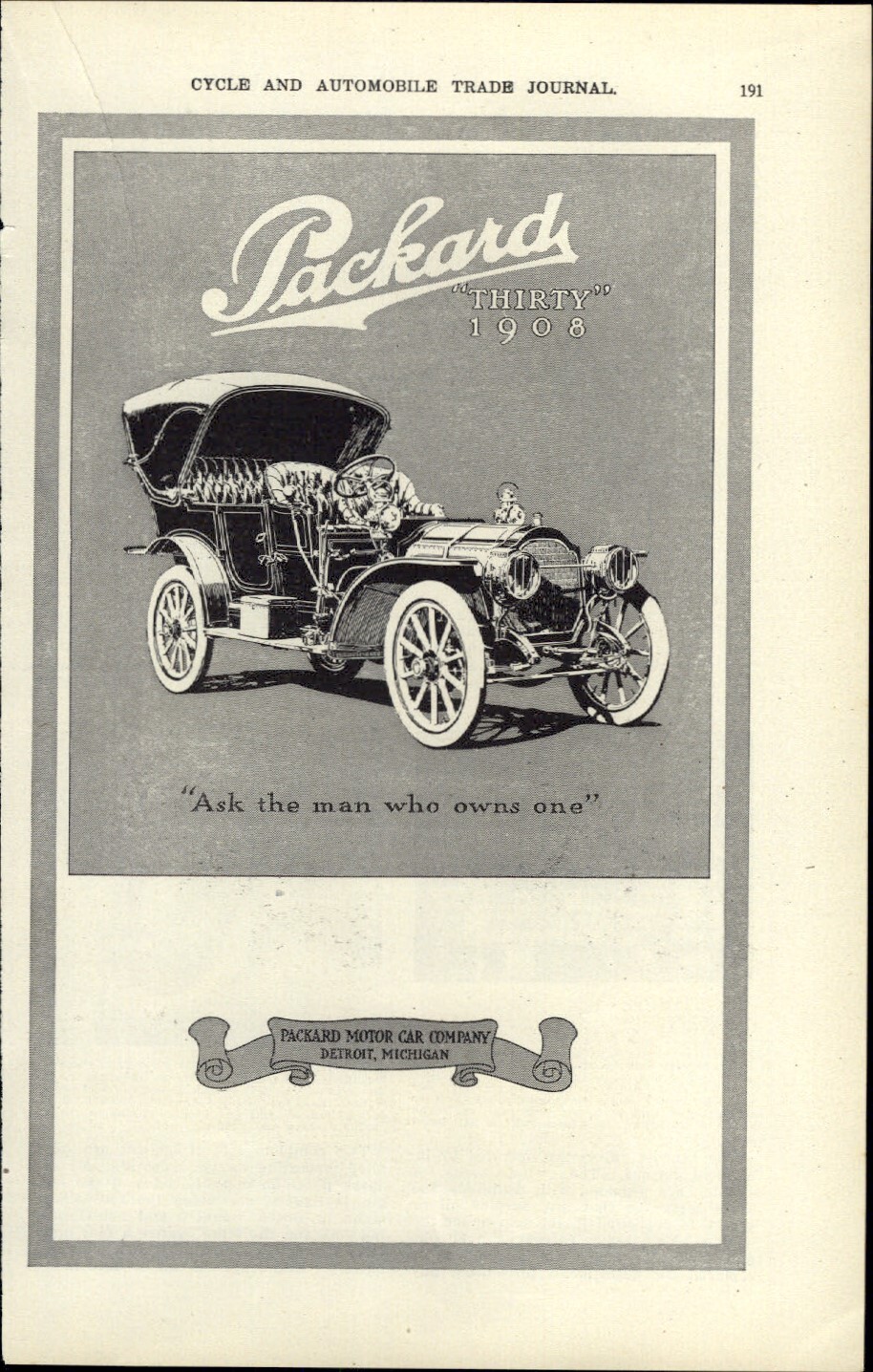 1908 PAPER AD CAR AUTO Packard Thirty Motor Co Detroit MI | eBay