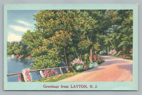 Greetings from LAYTON NJ Vintage Generic New Jersey Linen Postcard ...