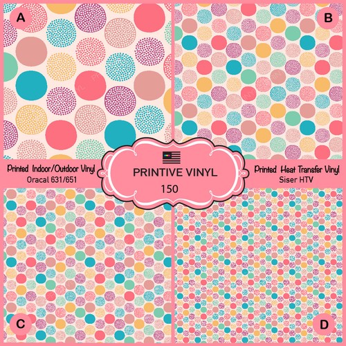 Doodle dots Pattern Vinyl, Printed HTV, Iron on Vinyl, Craft Vinyl-150 ...