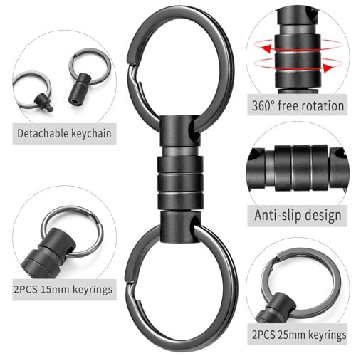 Titanium Quick Release Swivel Keychain, Pull Apart Detachable Black (1 ...