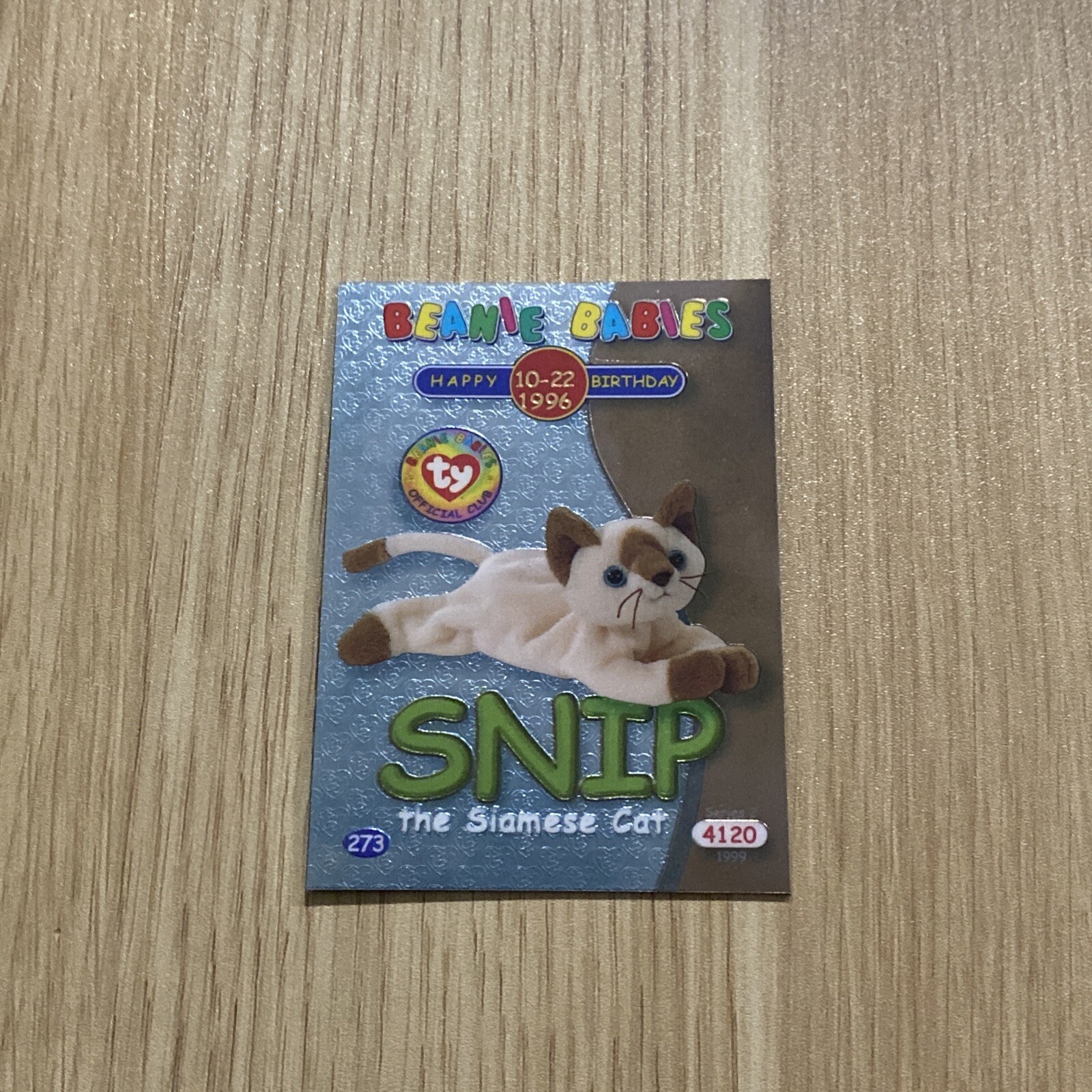 Ty Beanie Babies BBOC Green Birthday Card S2 SNIP the Siamese Cat Series 2 | eBay