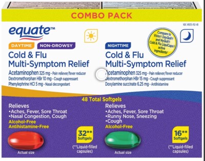Equate, Cold & Flu-DayTime-32 softgels, Cold & Flu-Nighttime-16 ...