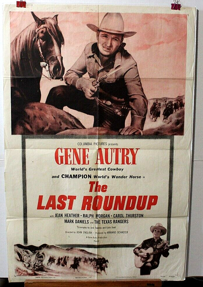 ORG MOVIE POSTER LAST ROUND-UP one-sheet poster R1954 great image of ...