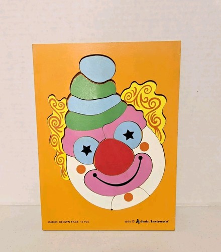 Vintage 15 Pcs. Wooden Puzzle (Judy Company / Instructo) ~ CLOWN FACE ...