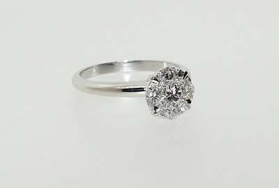 VINTAGE COSMIC 14K WHITE GOLD .60 CTTW DIAMOND CLUSTER ENGAGEMENT RING ...