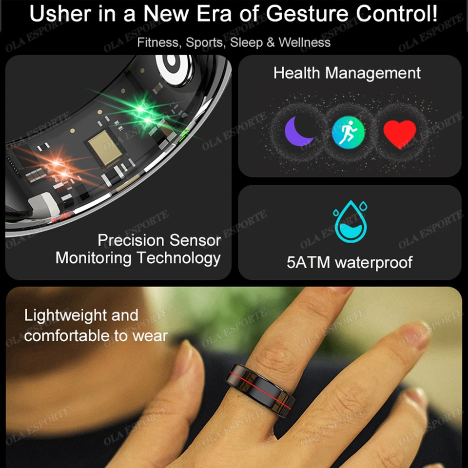2025 New Smart Ring Blood Pressure Heart Rate Monitoring Smartring IP68 ...