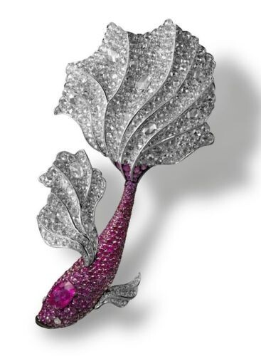 Oval Lab Ruby Fish Design Brooch 925 Sterling Silver Pave Set Party ...