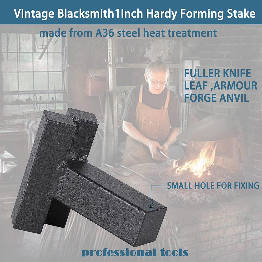 Blacksmith 1inch Hardy Forming Stake Fuller Knife making leaf Armour ...