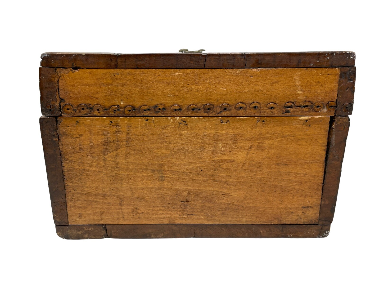 Antique Wood Document Box w/Brass Tack Decoration & Early Lock | eBay