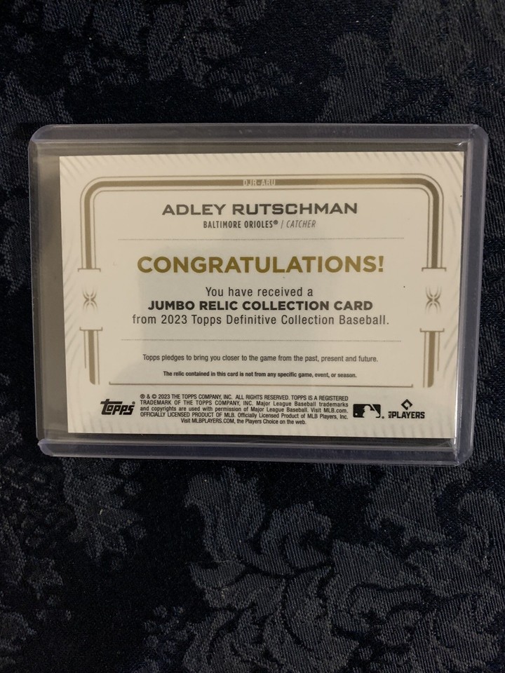 ADLEY RUTSCHMAN 2023 Topps Definitive Blue Jumbo Relic Rookie Card 14/ ...