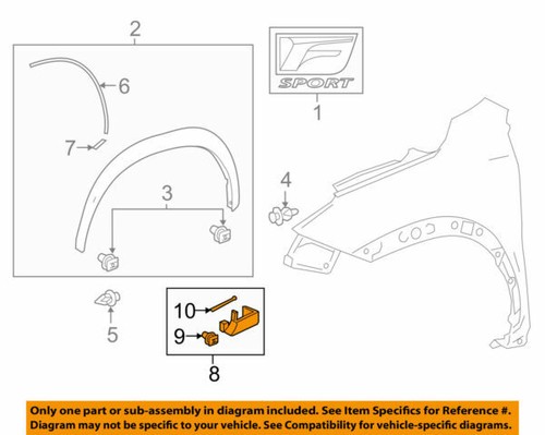 76902-78010 Toyota Mudguard sub-assy, side, lh 7690278010, New Genuine ...