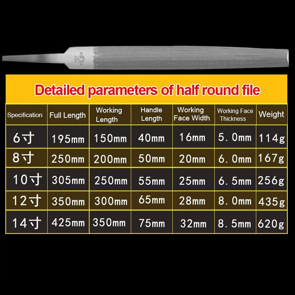 6/8/10/12/14 Inch Steel Files Steel Hand File Semicircle Saw File Wood ...