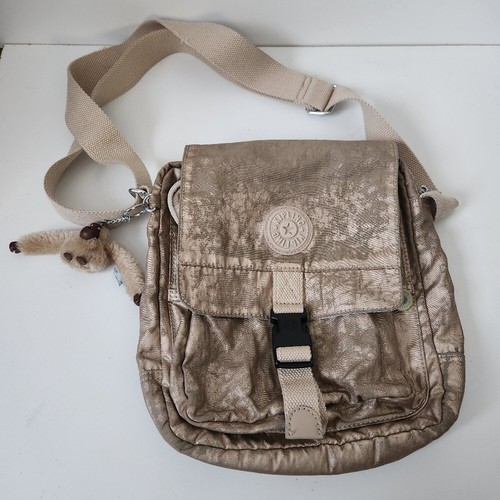 KIPLING | Monkey messenger bag crossbody canvas metallic brown | eBay