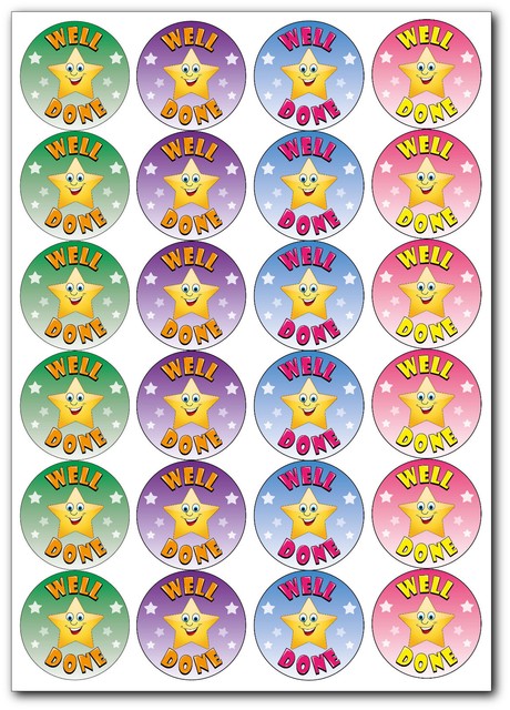 Reward Stickers 144 X Well Done Award - School Teachers Parents Kids ...