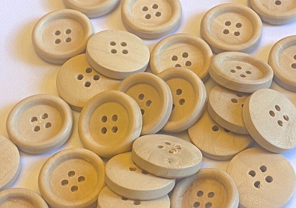 Natural Wooden Buttons 4 Hole Sewing Cardigan Sewing Knitting Crafts ...