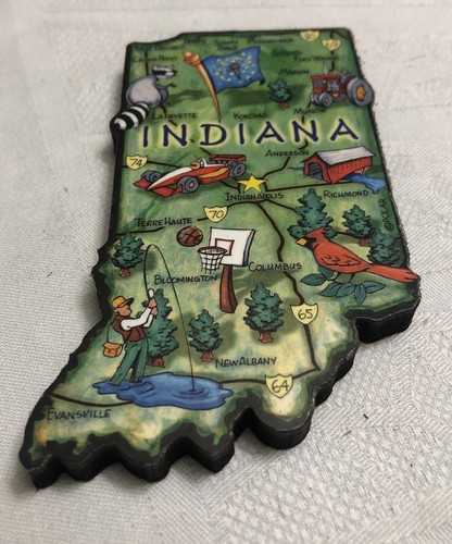 Indiana Art Map Wood Fridge Magnet ~ Made In Canada | eBay