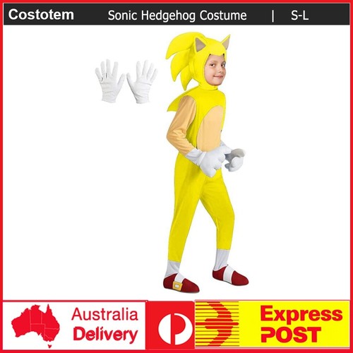 The Hedgehog Yellow Sonic Costume Boys Christmas Cosplay Jumpsuit ...