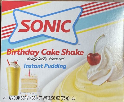 Sonic BIRTHDAY CAKE SHAKE Dessert Instant Pudding Mix 2.58 oz Box | eBay