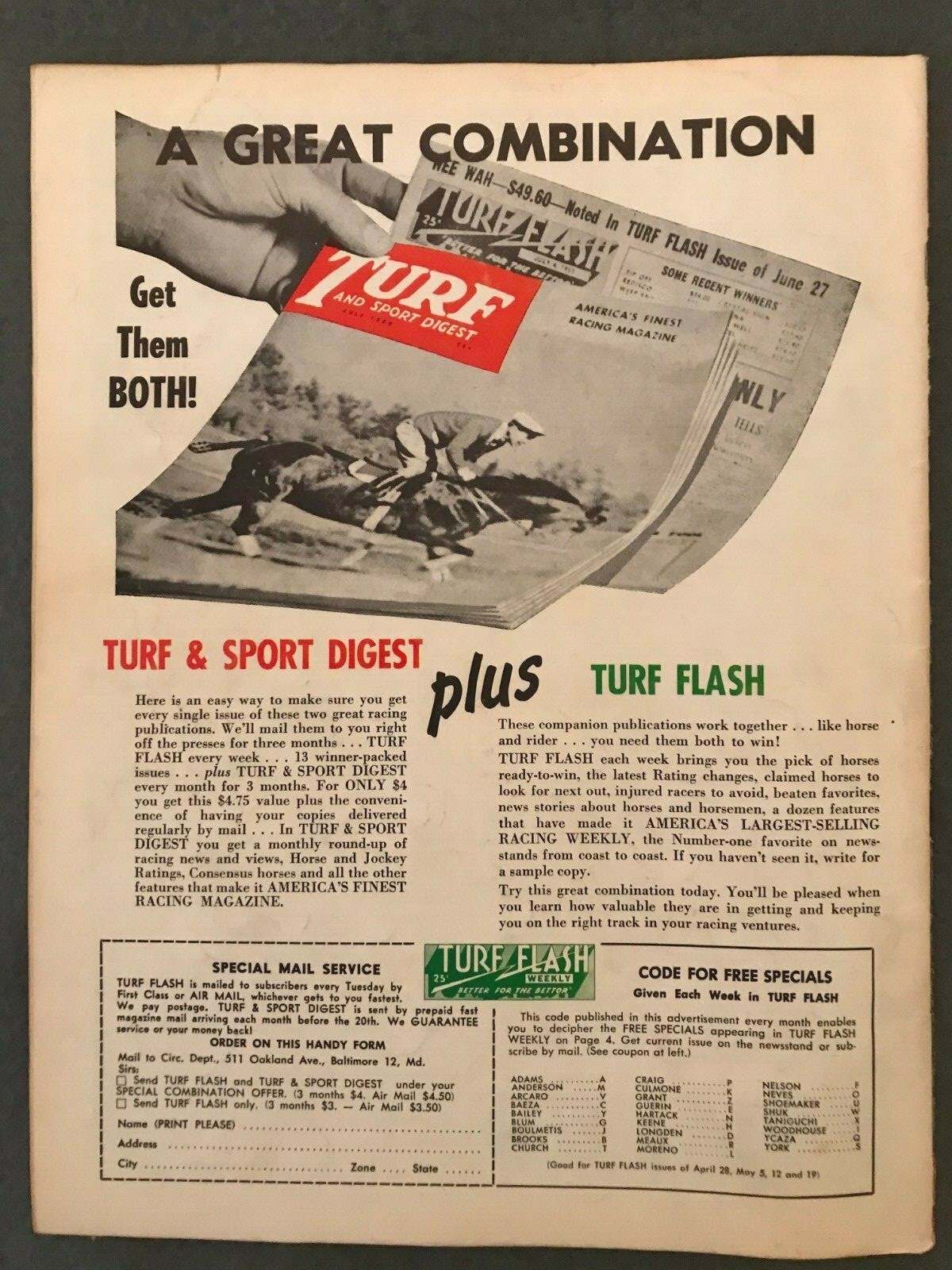 TURF AND SPORT DIGEST - May 1962 - Cover - Carry Back | eBay