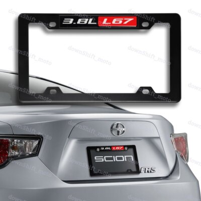 1PCS For 3.8L L67 Car Trunk Emblem with Black ABS License Plate Tag ...