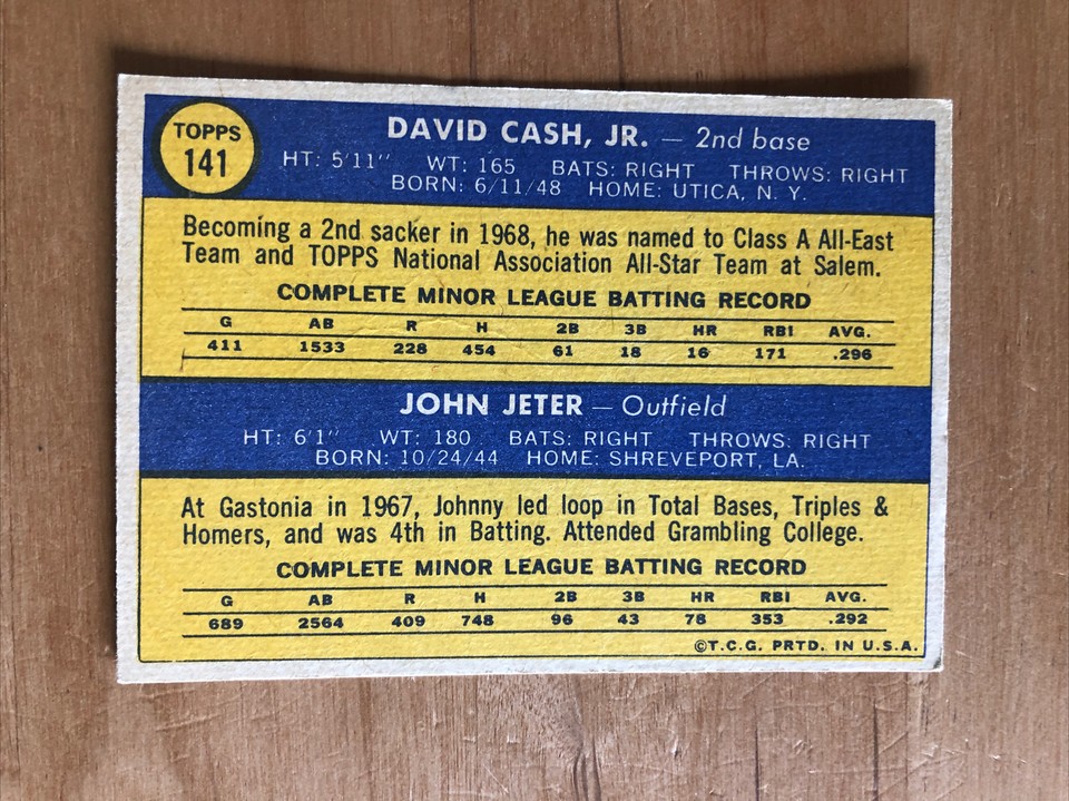 1970 Topps #141 Dave Cash Johnny Jeter RC Rookie Pirates | eBay