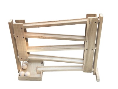 Amish Handmade Marble Wood Ball Roller Run Racetrack, Comes With 4 ...
