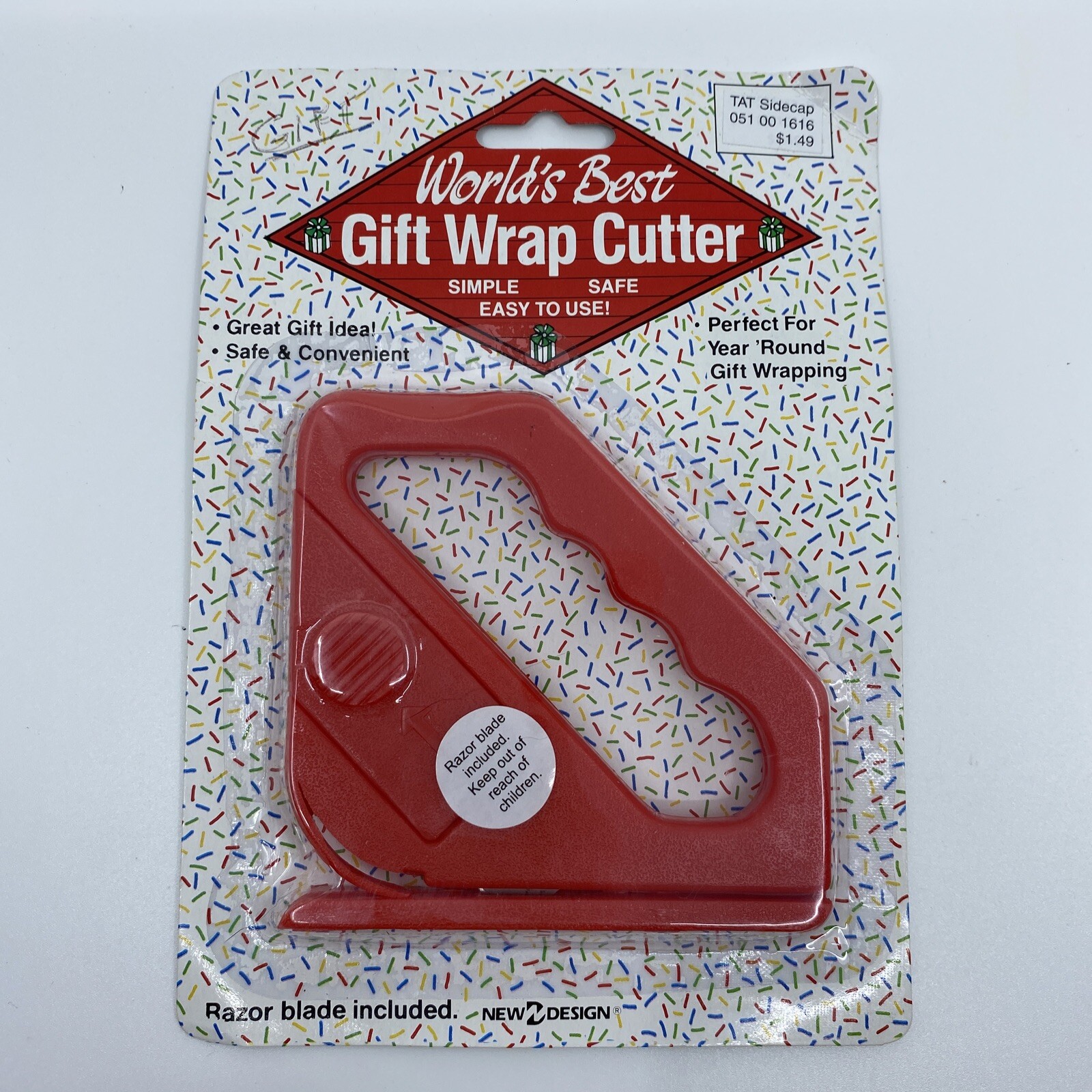 NOS Vintage Ames Worlds Best Gift Wrap Cutter Red Safe Easy Paper ...