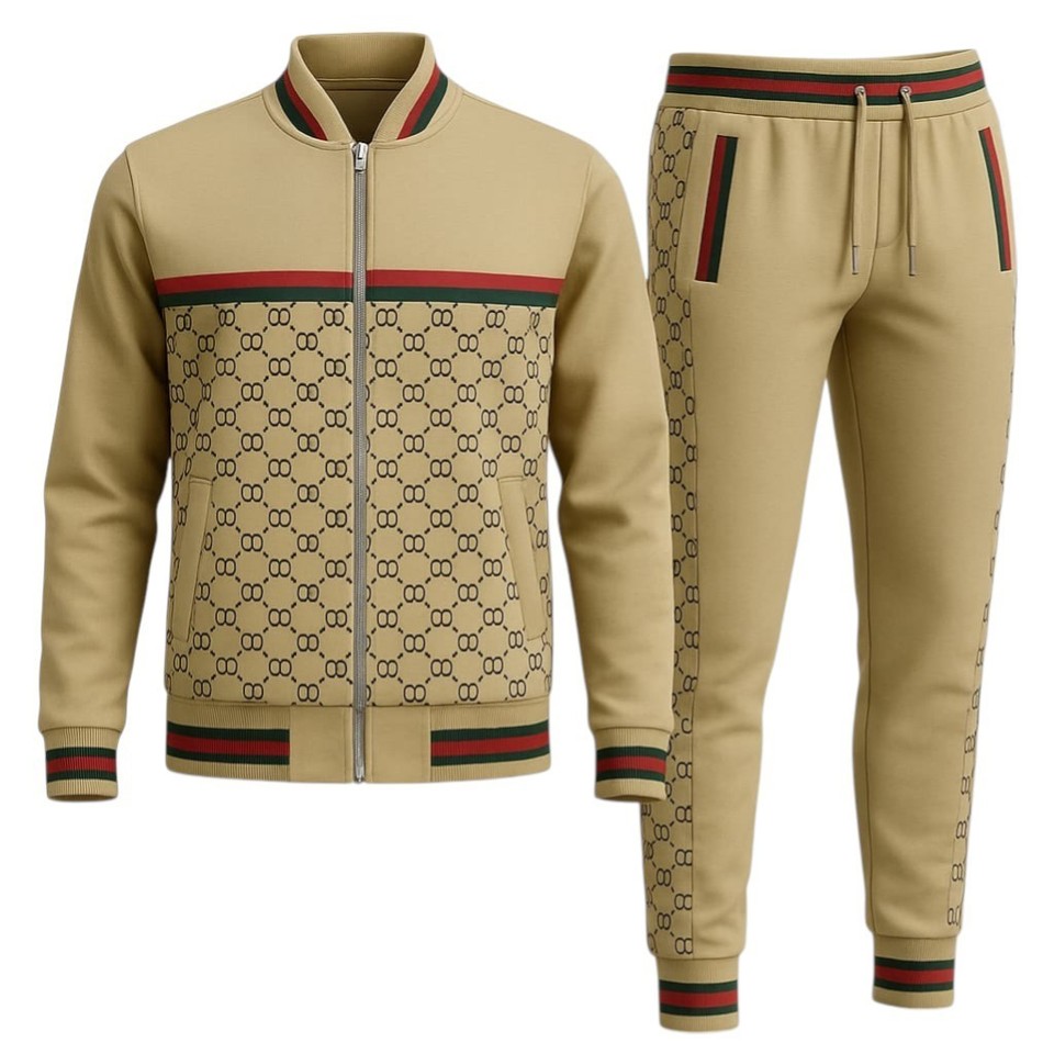 Men’s Designer Printed Tech Fleece Full Matching Jogging Suit Top ...