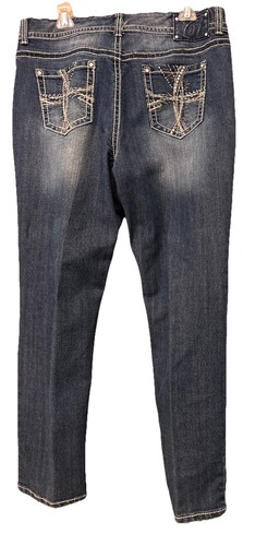 Code Bleu Jeans Women's 16/32 Marielle Slim Straight Blue Denim Bling ...