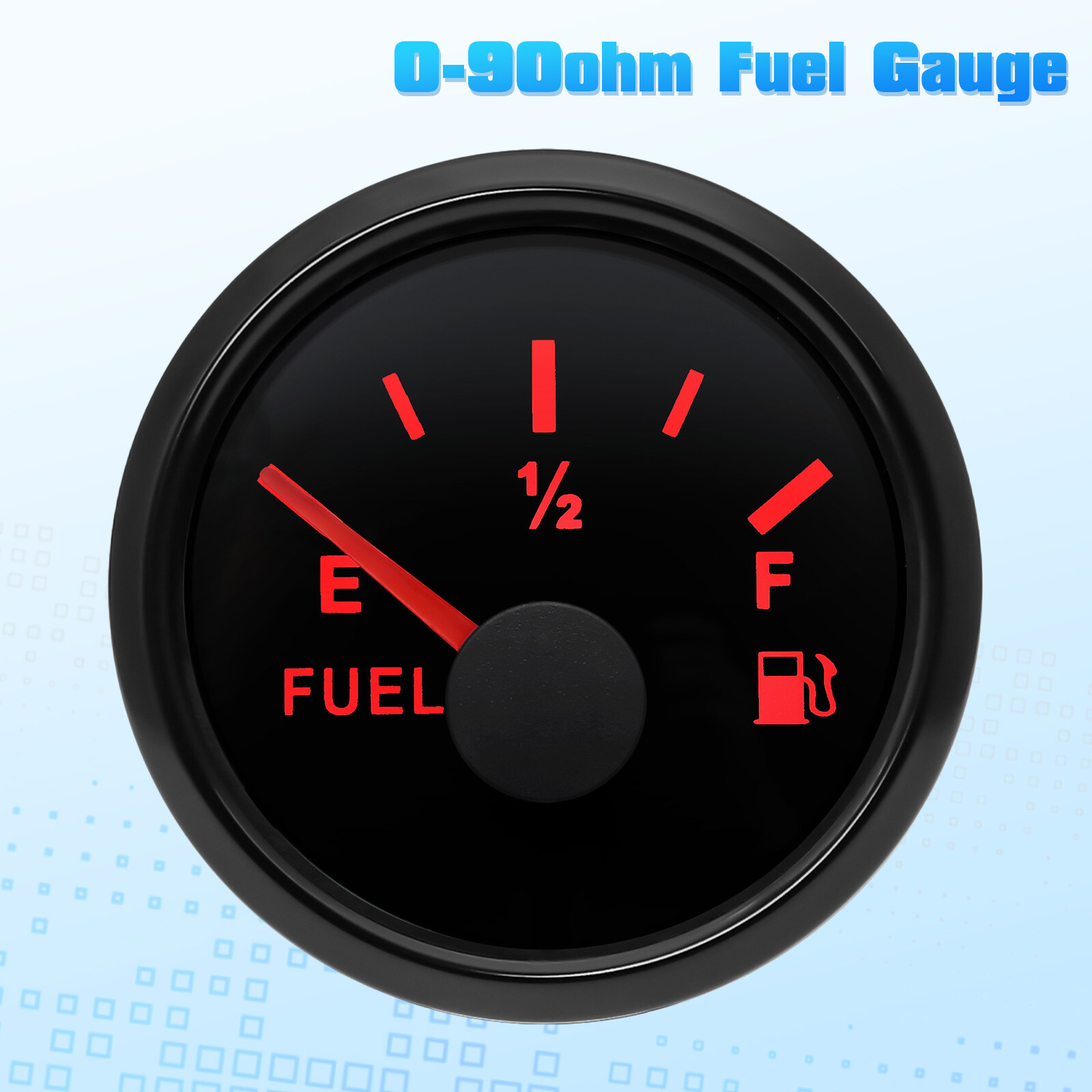 2" 52MM Universal Gas Fuel Level Gauge 0-90 ohms Red LED for Marine ...