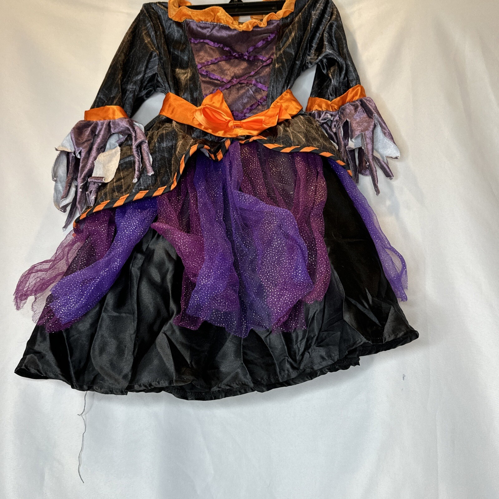 Witch Halloween Costume Kids SM 5-7 Set 4 Pieces Tulle Sparkle Hat Bow ...