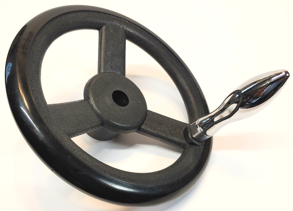 8" Spoked Machine Handwheel w/ 4" Long Chrome Plated Steel Handle 3/4 ...