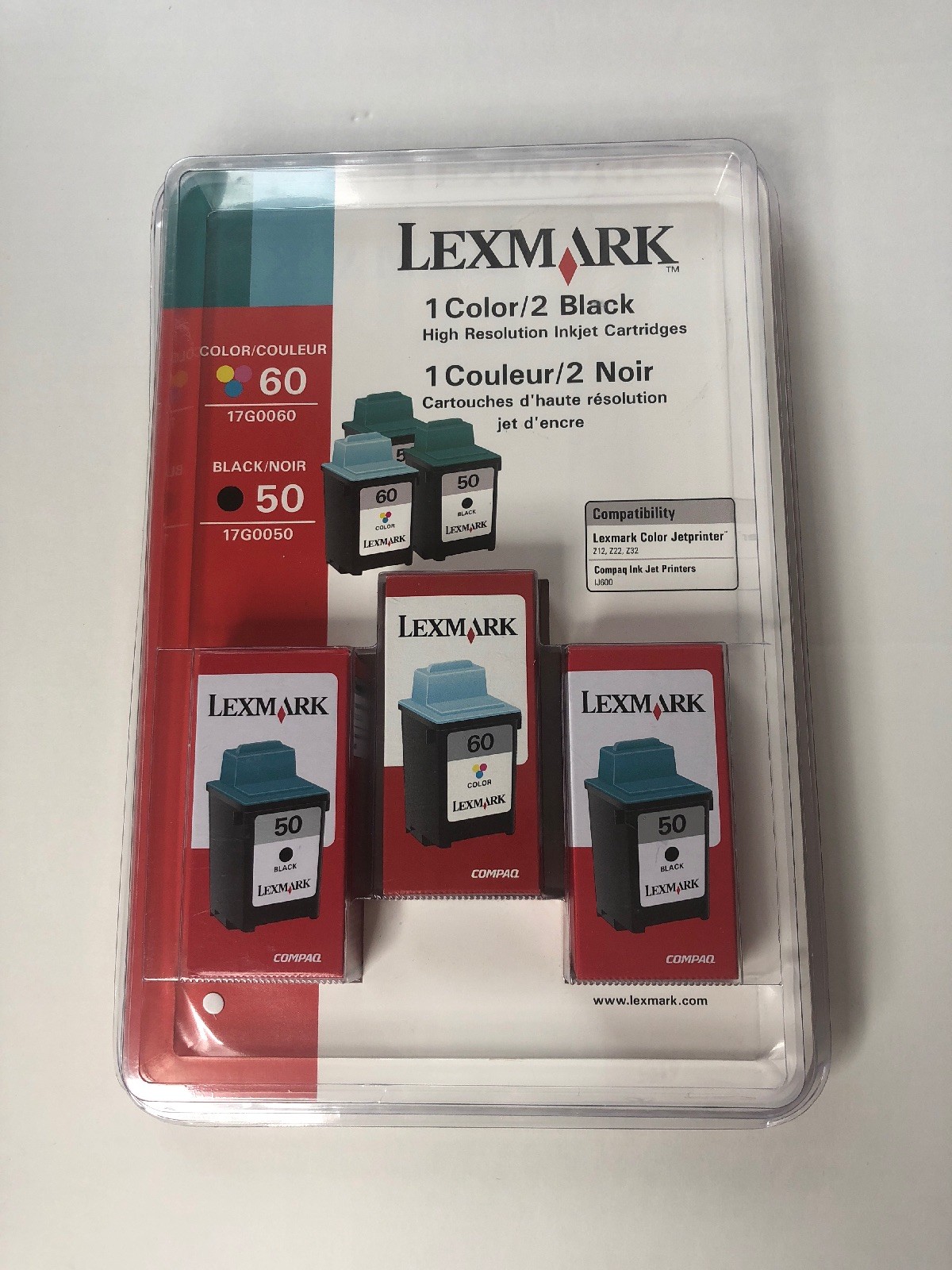 LEXMARK 3 NEW Sealed Package Genuine OEM 50 60 Black Colored Inkjet ...