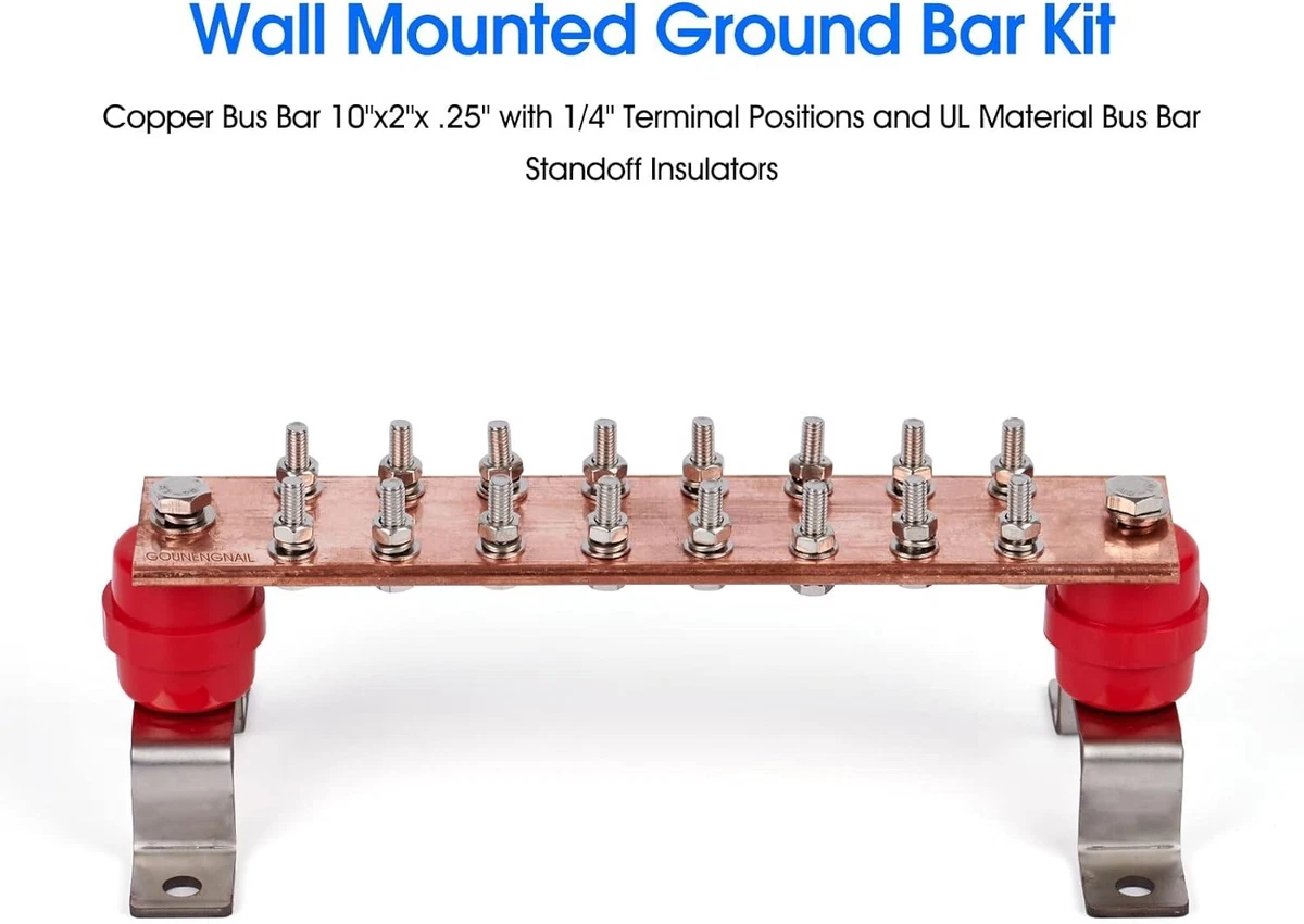 GOUNENGNAIL- 12 Copper Bus Bar,Heavy Duty Ground Bar Kit, 24 x ...