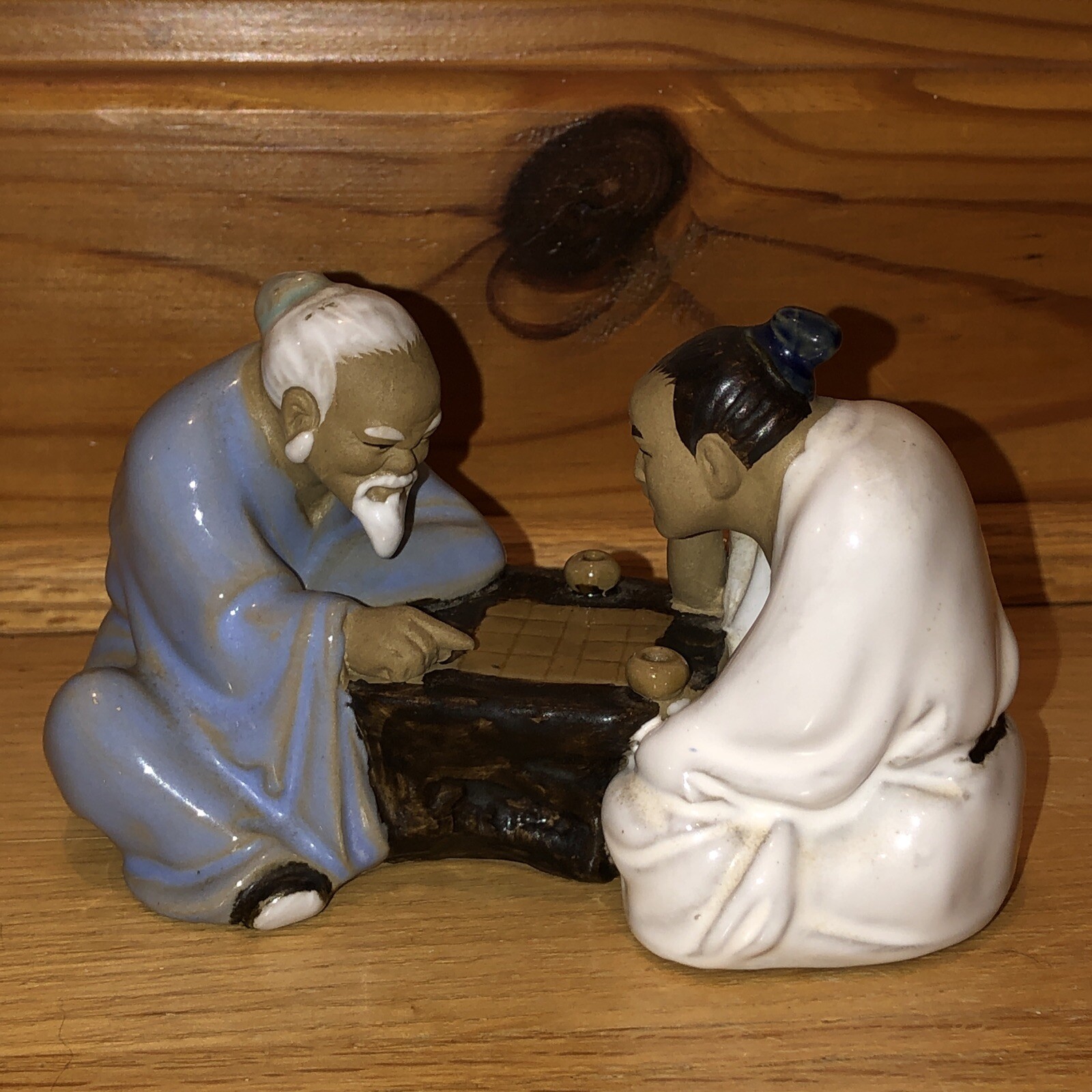 Asian Art Chinese Wanjiang Mudman Statue Figurine Men Playing Board ...