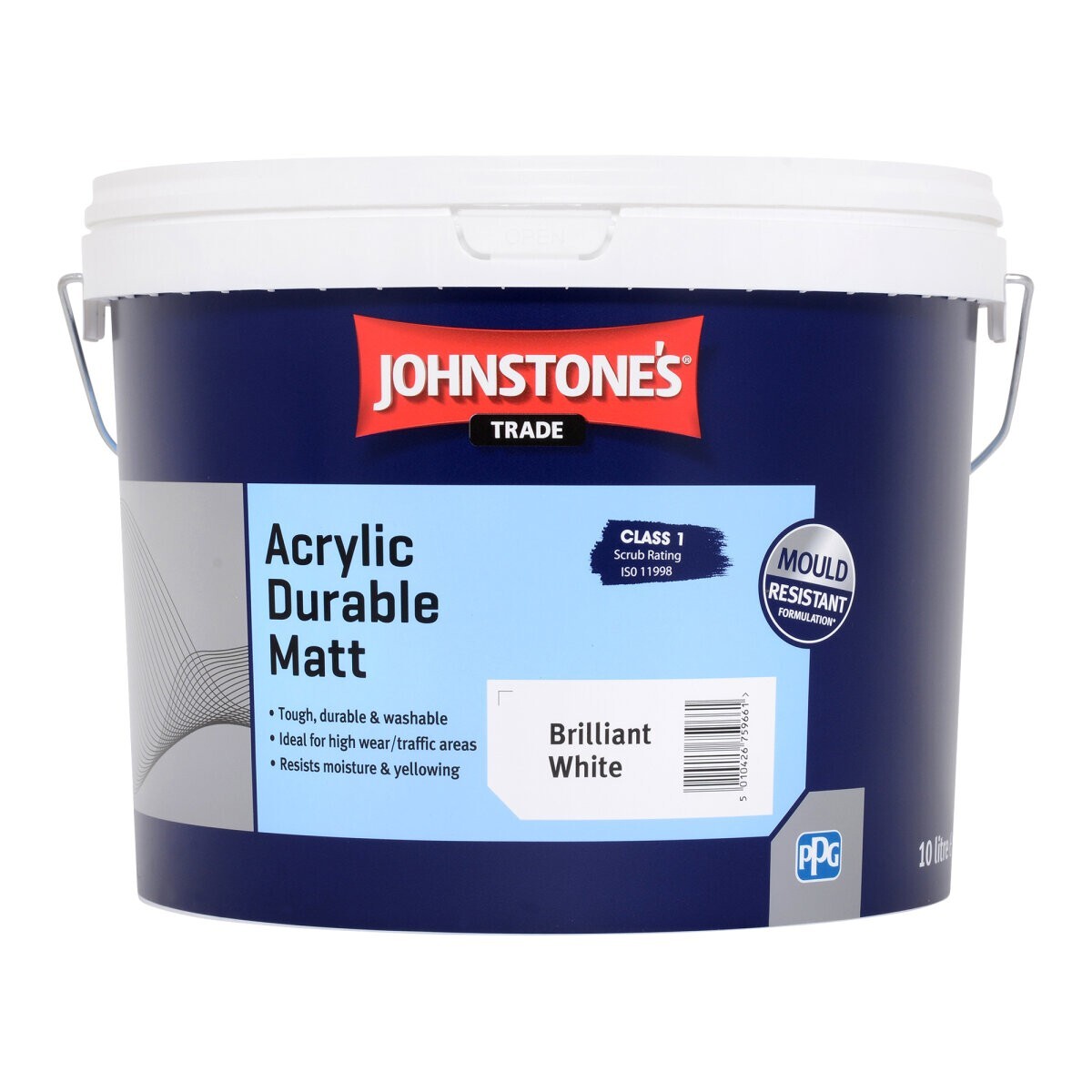 Johnstone's Trade Acrylic Durable Matt - Brilliant White - 10 Litres ...