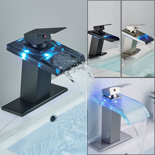 LED Bathroom Basin Sink Faucet 1 Hole Lavatory Vanity Mixer Faucet ...