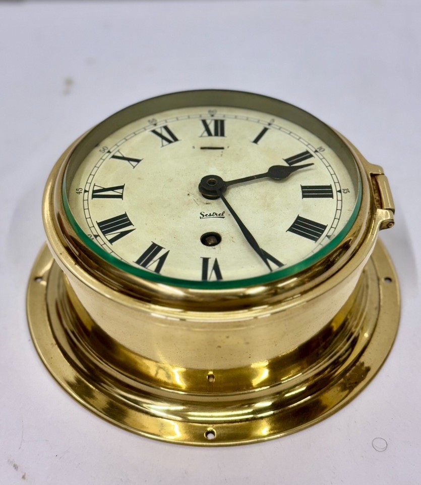 Nautical Antique Brass Mechanical Key Winding Sestrel Round Wall Clock ...