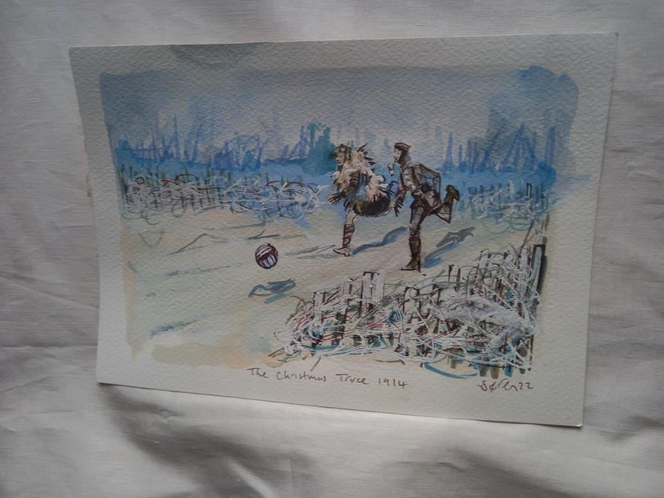 ORIGINAL Artwork The Christmas Truce 1914 football ww1 | eBay UK