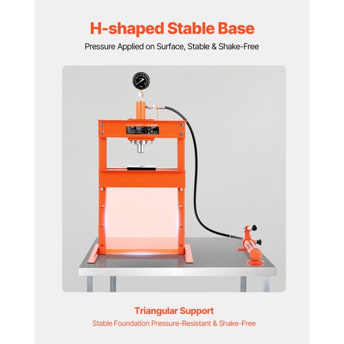 10 Ton Hydraulic Shop Press with Pressure Gauge & Press Plates for Bending
